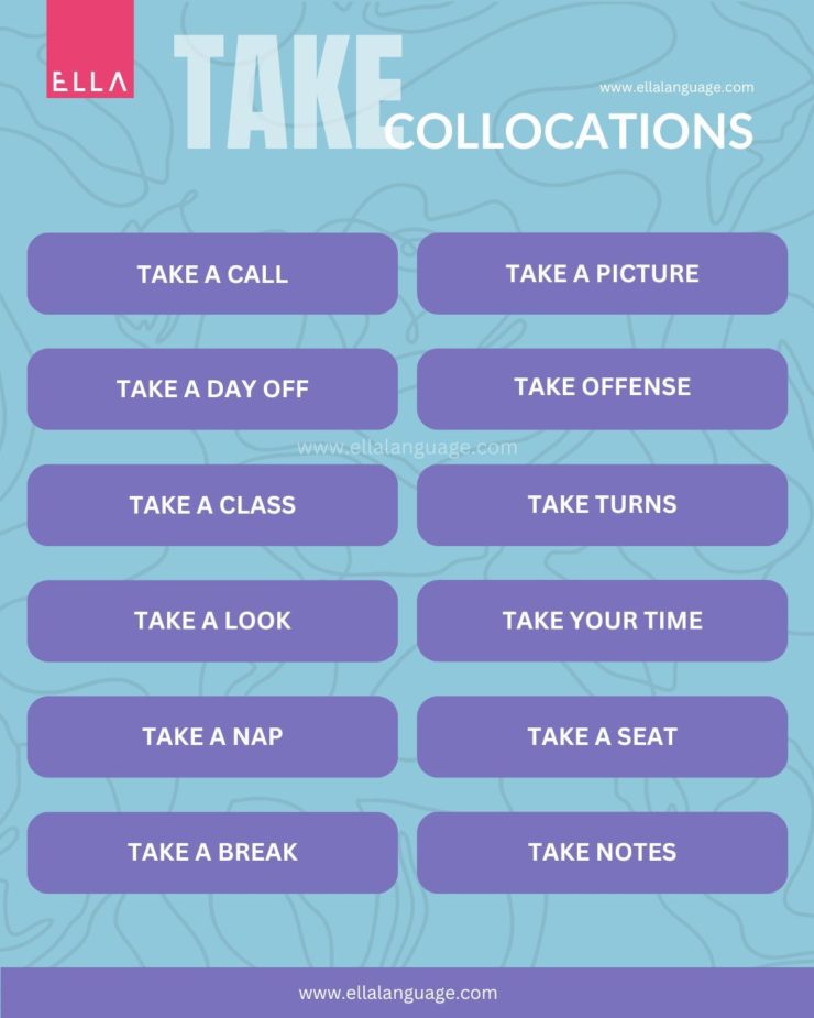 Collocations with TAKE | ELLA